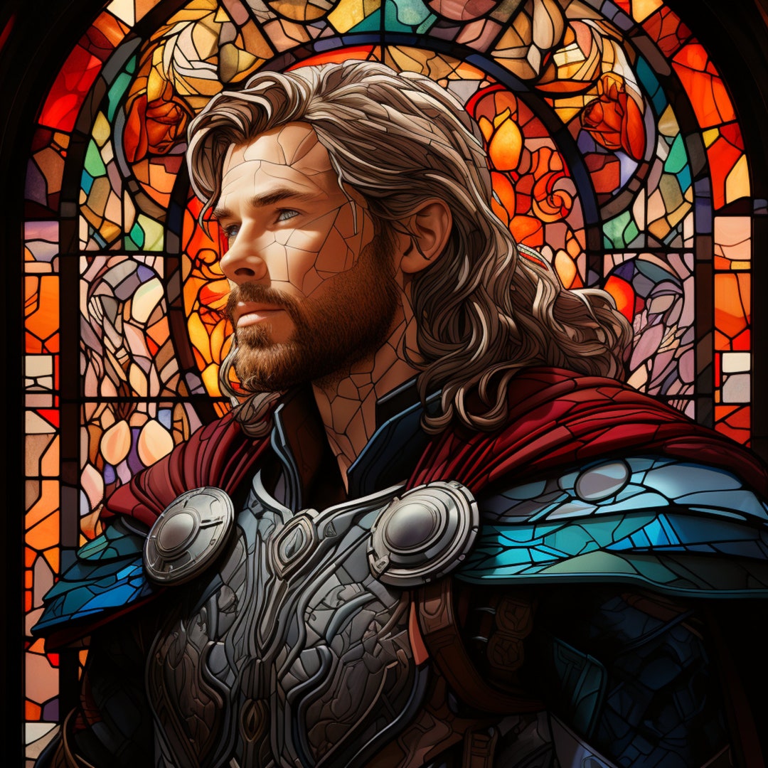 Stained Glass Thor, Thor PNG, Thor Tumbler Design PNG, Thor Phone Case ...