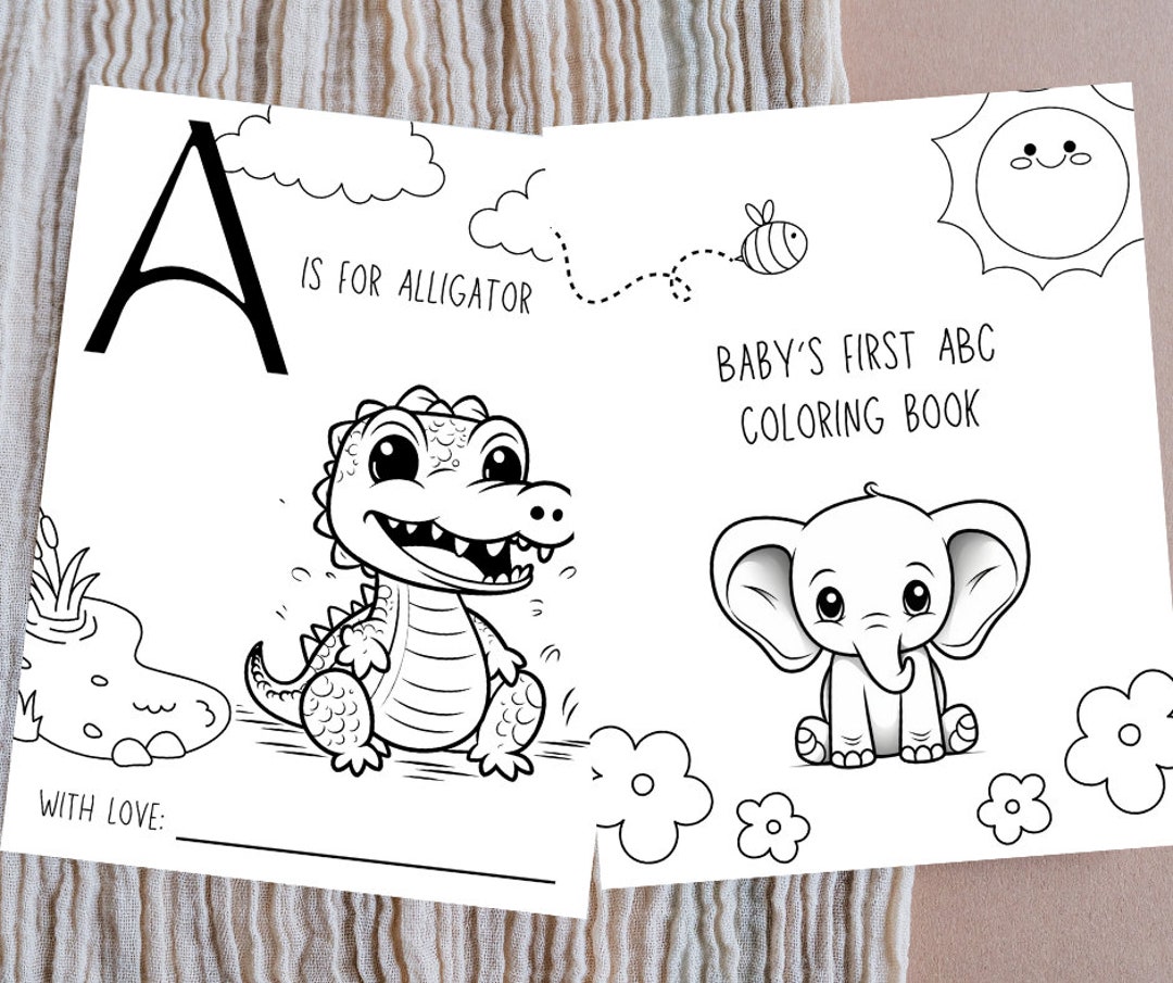 ABC Baby Shower Coloring Book, Animal Alphabet Coloring Book, Animal ...