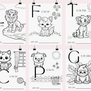 ABC Baby Shower Coloring Book, Animal Alphabet Coloring Book, Animal ...
