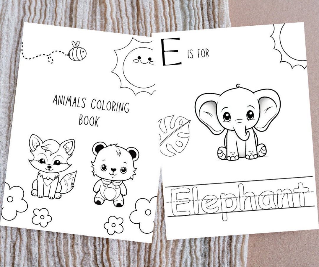 ABC Coloring Book, Animal Alphabet Coloring Book, Animal Alphabet ...