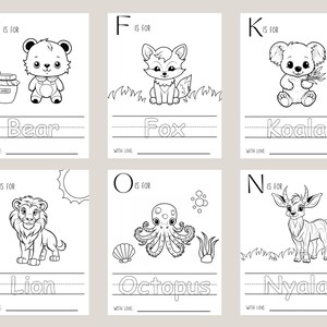 ABC Baby Shower Coloring Book, Animal Alphabet Coloring Book, Animal ...