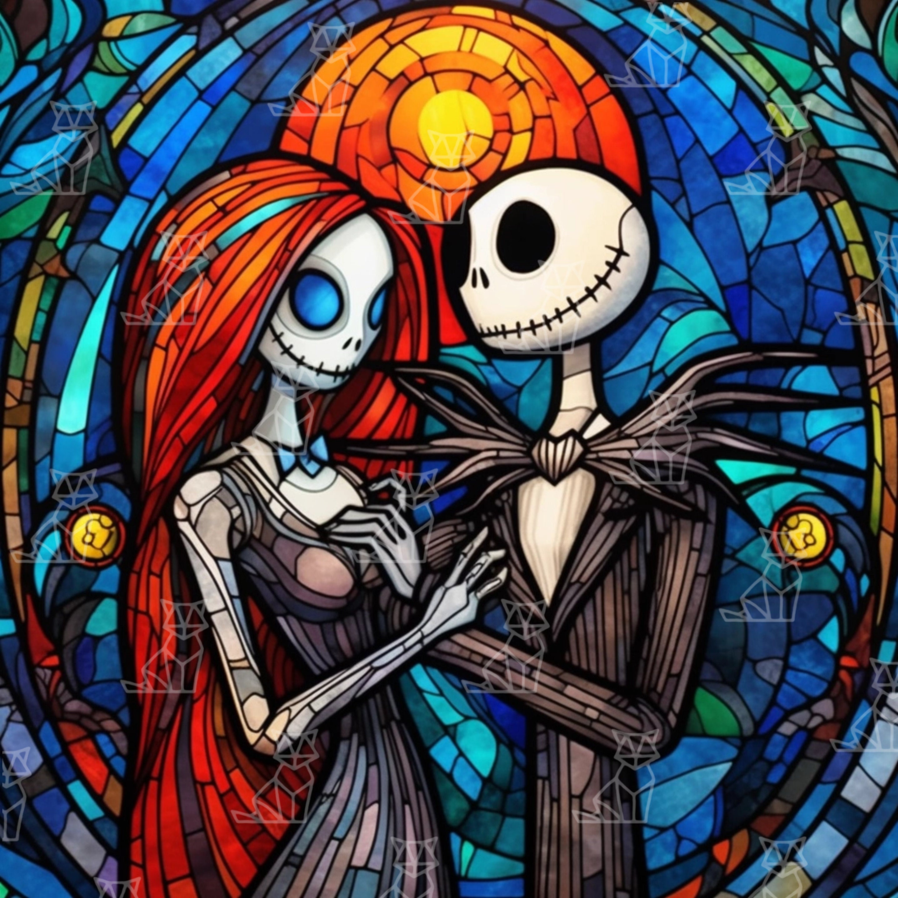 Stained Glass Jack and Sally Png Jack Png Sally Png - Etsy