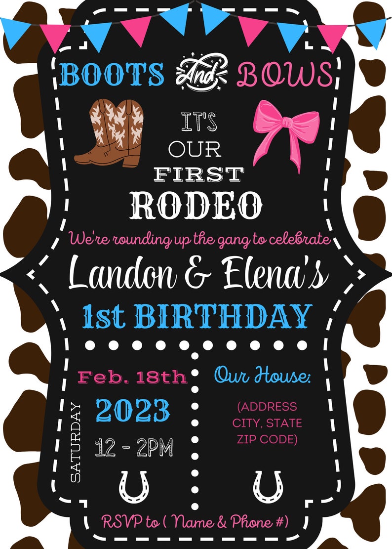 Rodeo Themed Birthday Invitation Customizable Digital - Etsy