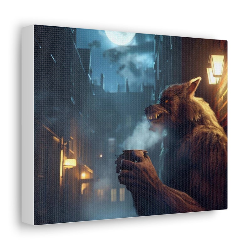 Werewolf Drinking Coffee in the Streets of London Canvas Gallery Wraps - Etsy