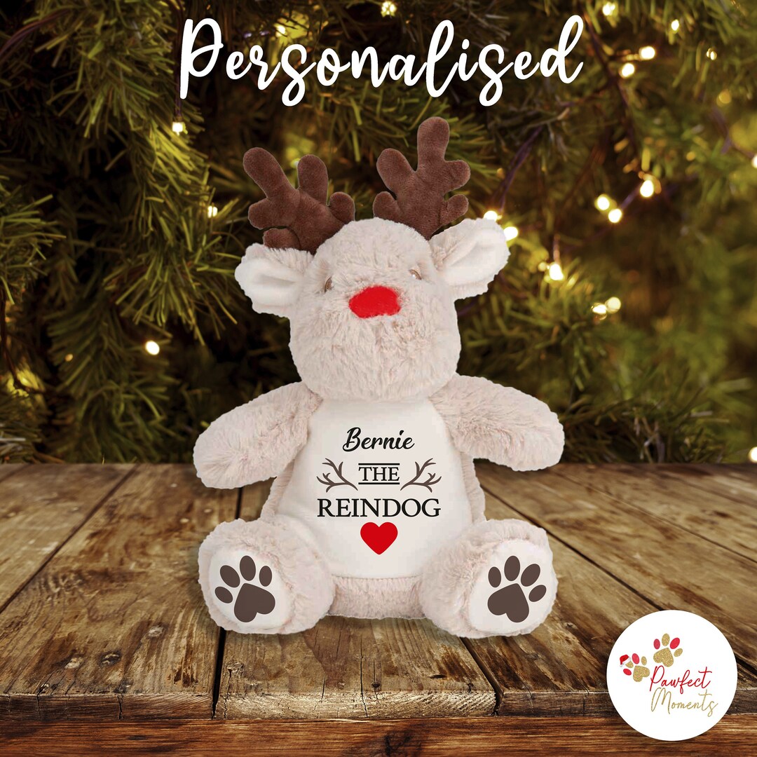 Personalised Dog Reindeer Soft Toy | Reindog Plushie | Fun Christmas ...