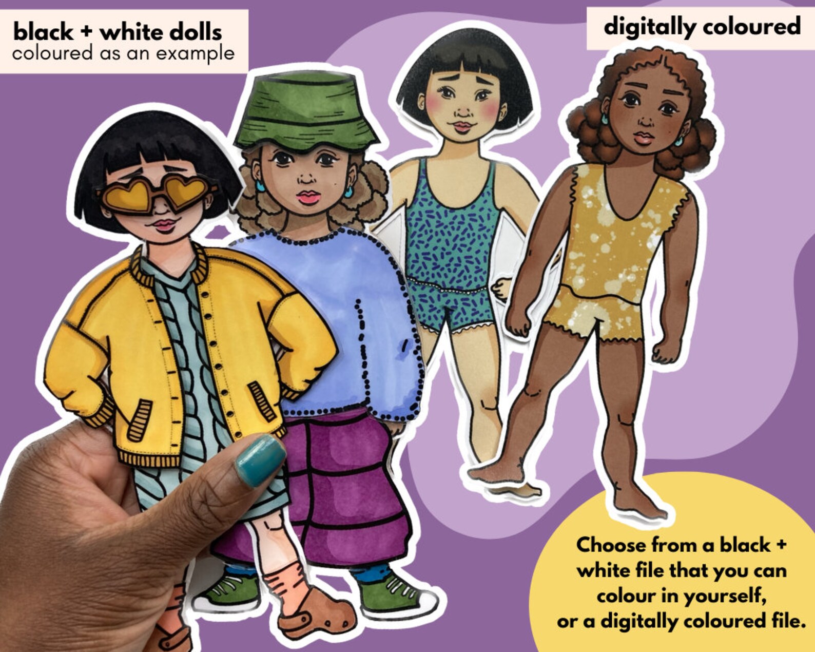 Modern Best Friends Paper Dolls | Printable Paper Dolls | Black Girl ...
