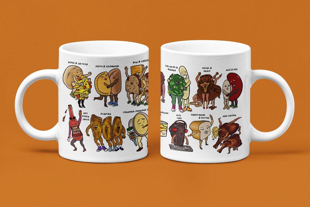 Jamaican Foods Ceramic Mug, Cool Coffee Mug, Caribbean Mug, Foodie Mug ...