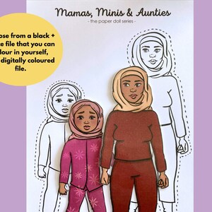 Modern Muslim Girls Paper Dolls, Mommy & Me Outfits, Kids Pretend Play ...