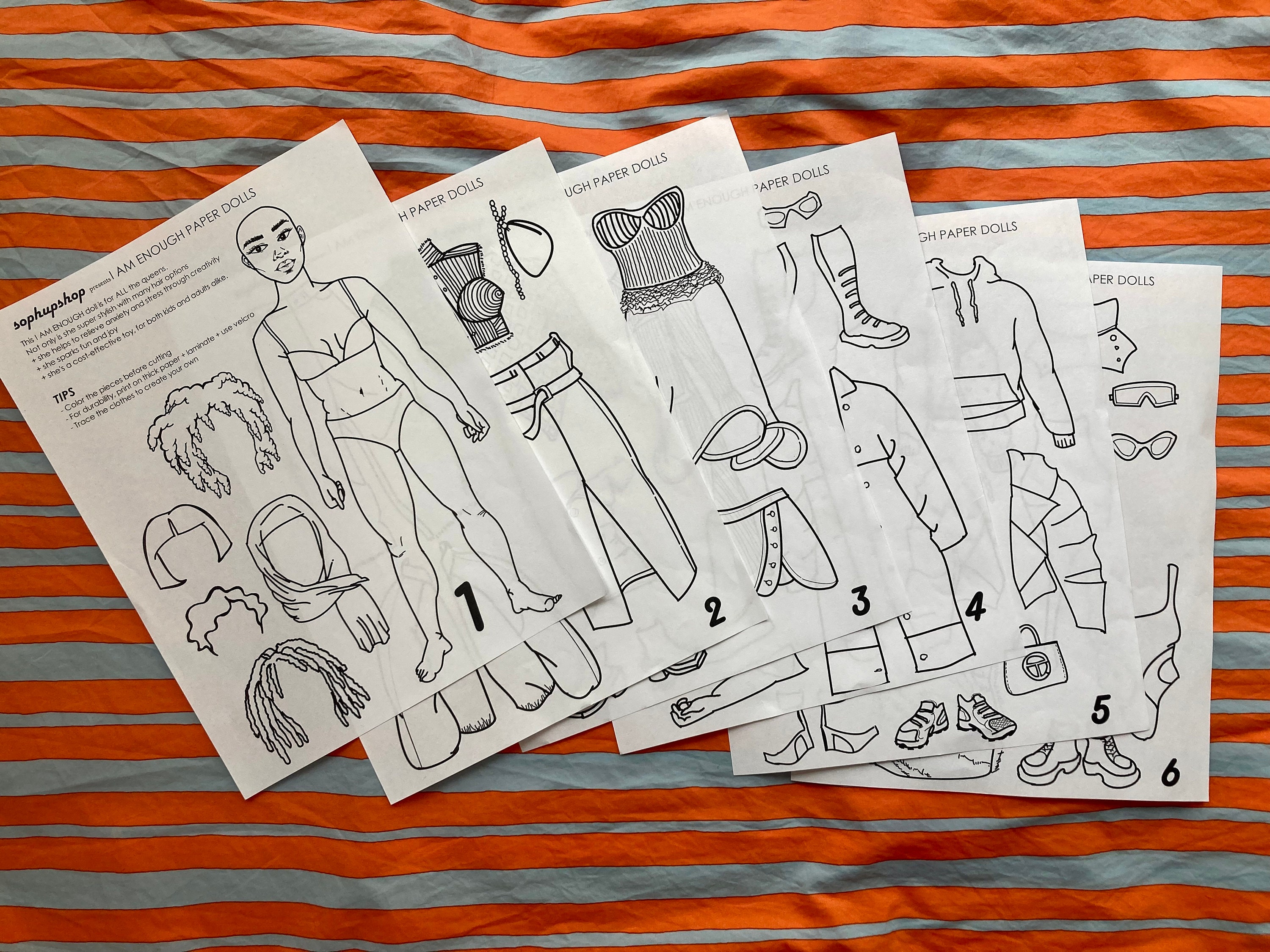 I Am Enough Printable Paper Dolls Body Positive African - Etsy