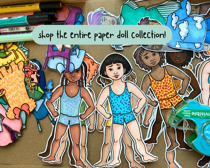 Besties Paper Dolls, Pretend Play for Kids, Paper Doll Kit, Colouring ...