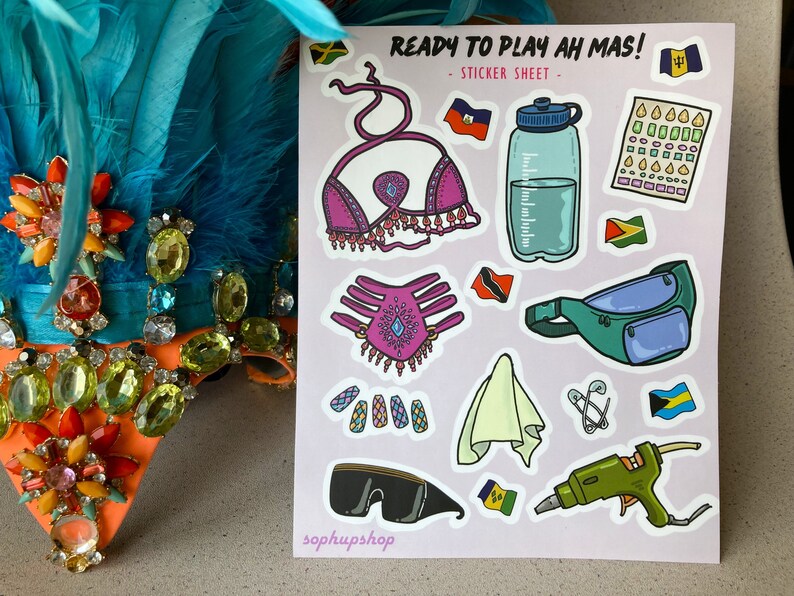 Caribbean Carnival Costume, Cute Sticker Sheet, Suitcase Stickers ...