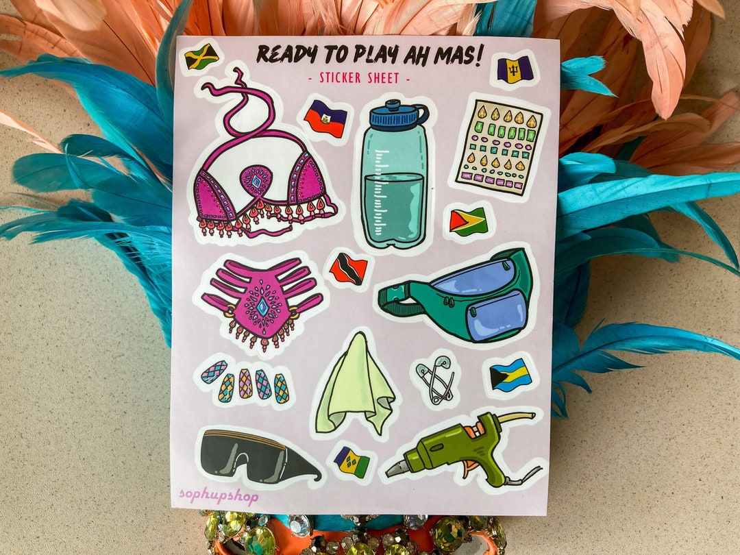 Caribbean Carnival Costume, Cute Sticker Sheet, Suitcase Stickers ...