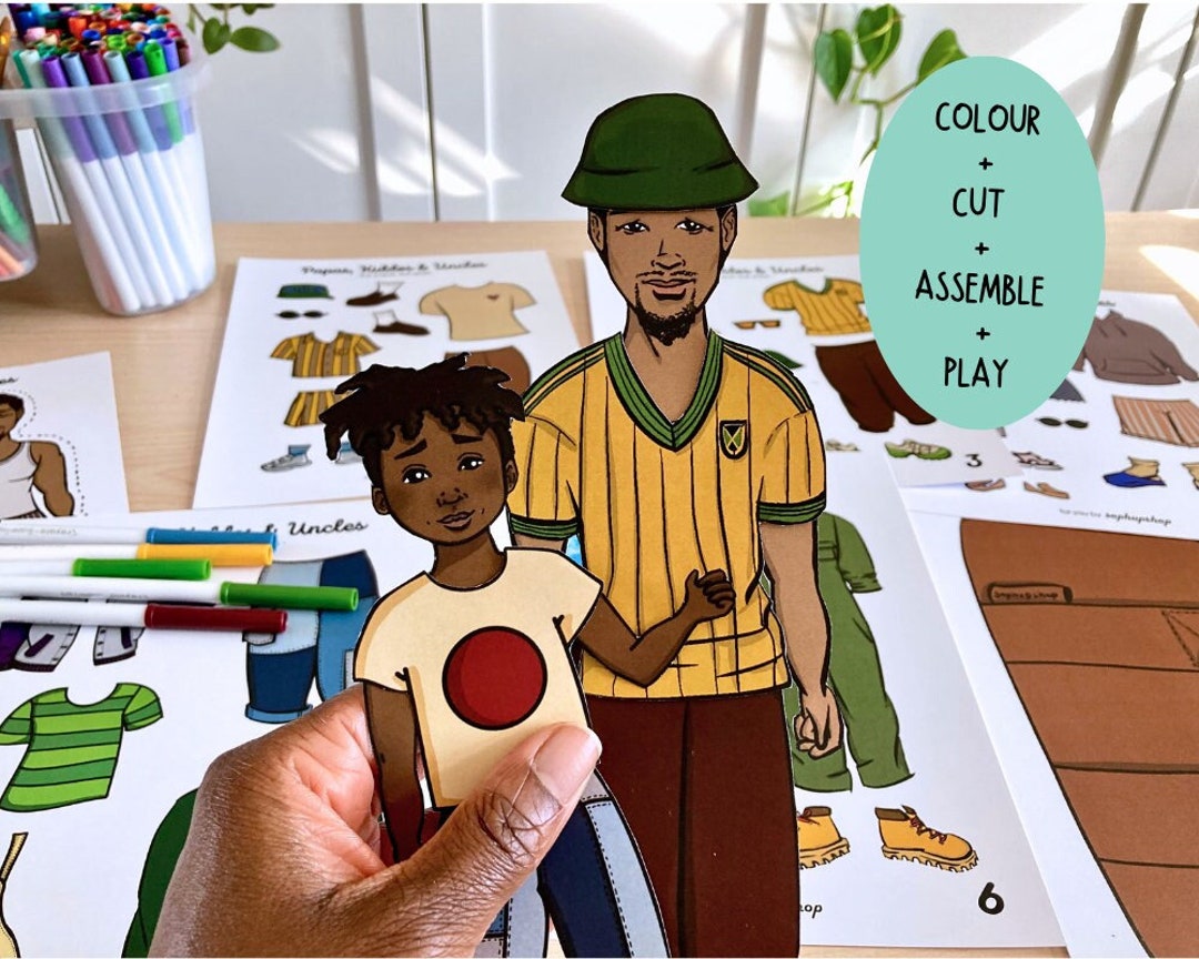 Dad & Son Paper Doll Kit - African American Paper Doll - Black Dad ...
