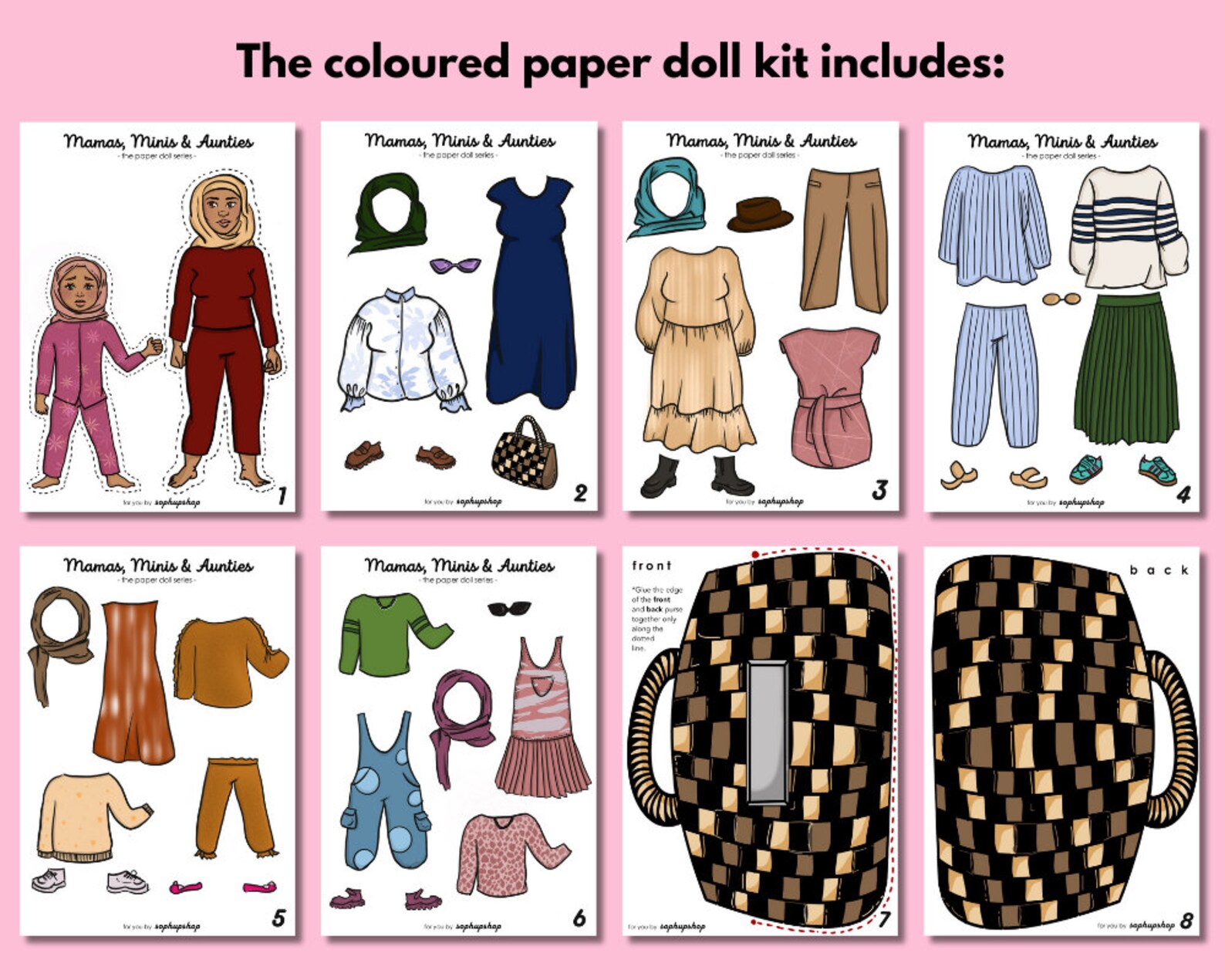 Modern Muslim Girls Paper Dolls, Mommy & Me Outfits, Kids Pretend Play ...