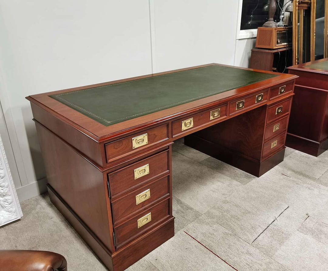 Bureau Anglais Style Militaire en Merisier – 90 x 180 cm - Etsy France