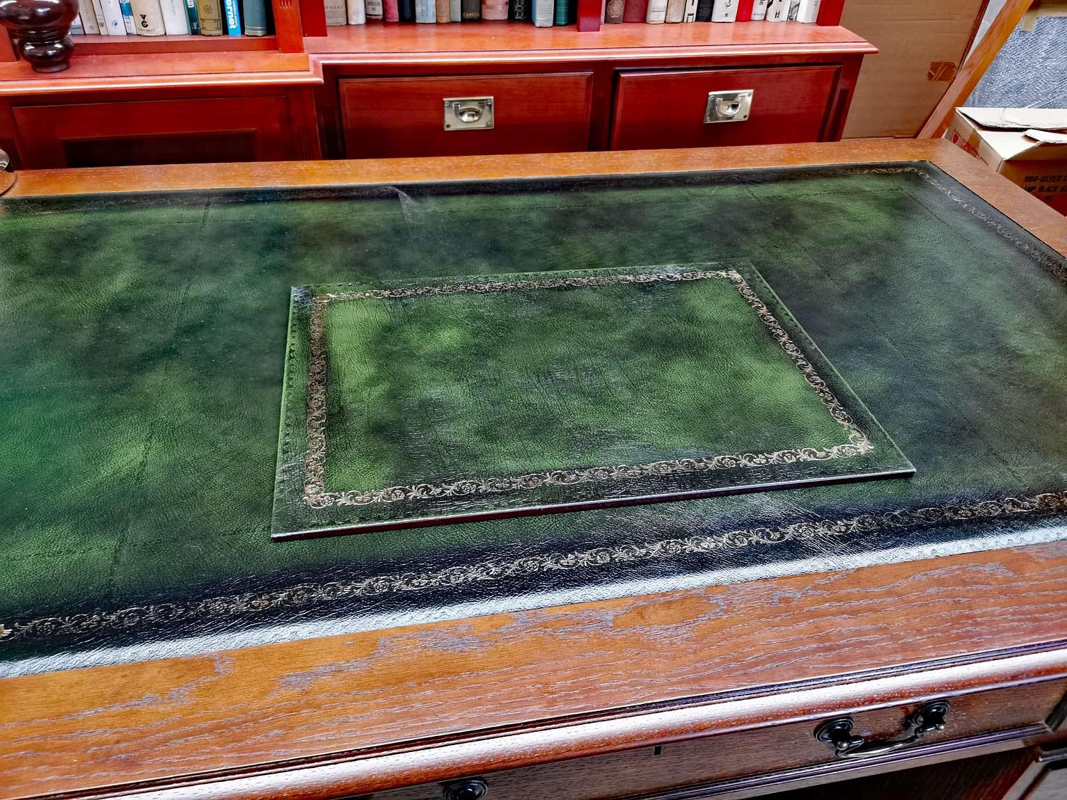 Green Leather Lap Top Mat, Leather Desk Top Mat, Desk Mat, Mouse Mat ...