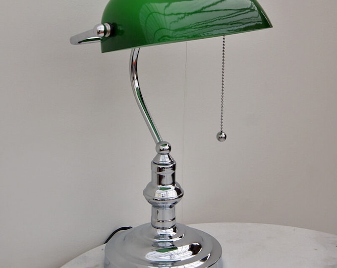 Vintage Green Glass on Brass Bankers Lawyer Library Desk Lamp - Etsy