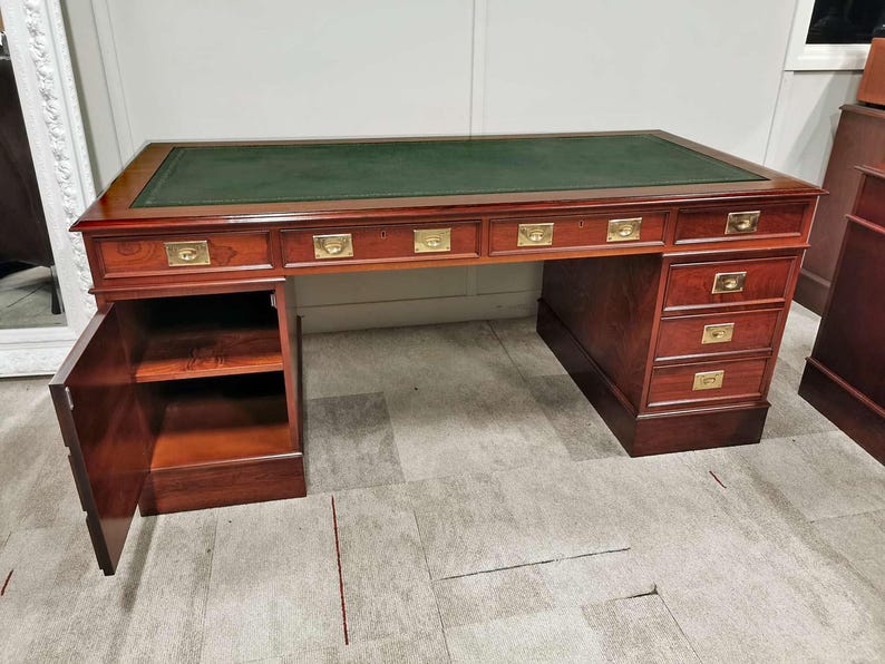 Bureau Anglais Style Militaire en Merisier – 90 x 180 cm - Etsy France