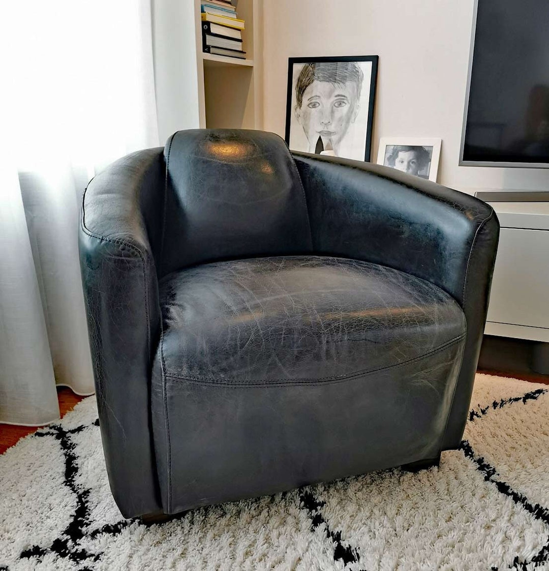 Sturdy Aviator Armchair Pilot Chair in Vintage Black Leather - Etsy