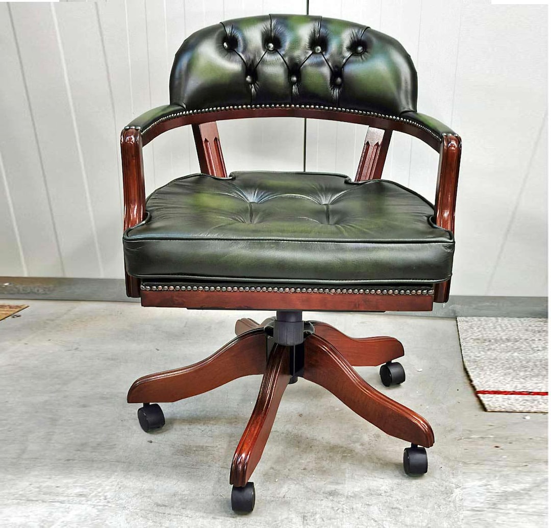 Luxurious English Chesterfield Desk Chair – Court Swivel Chair in ...