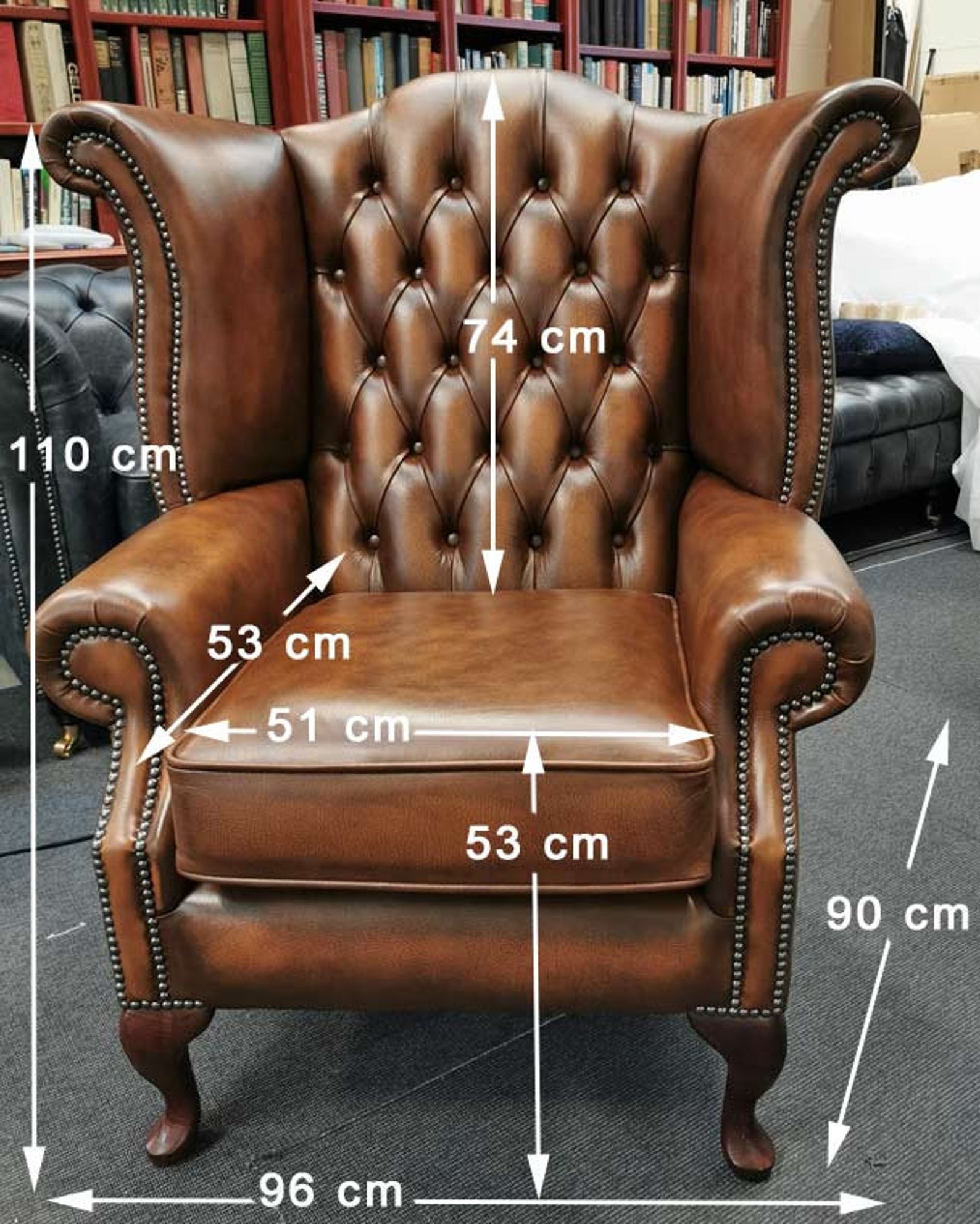 2 X Chesterfield Scroll Wing High Back Chairs Antique Tan Leather - Etsy