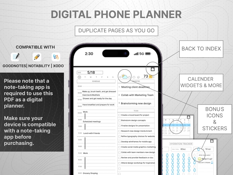 Digital Phone Planner, iPhone Digital Planner, Android Digital Phone ...