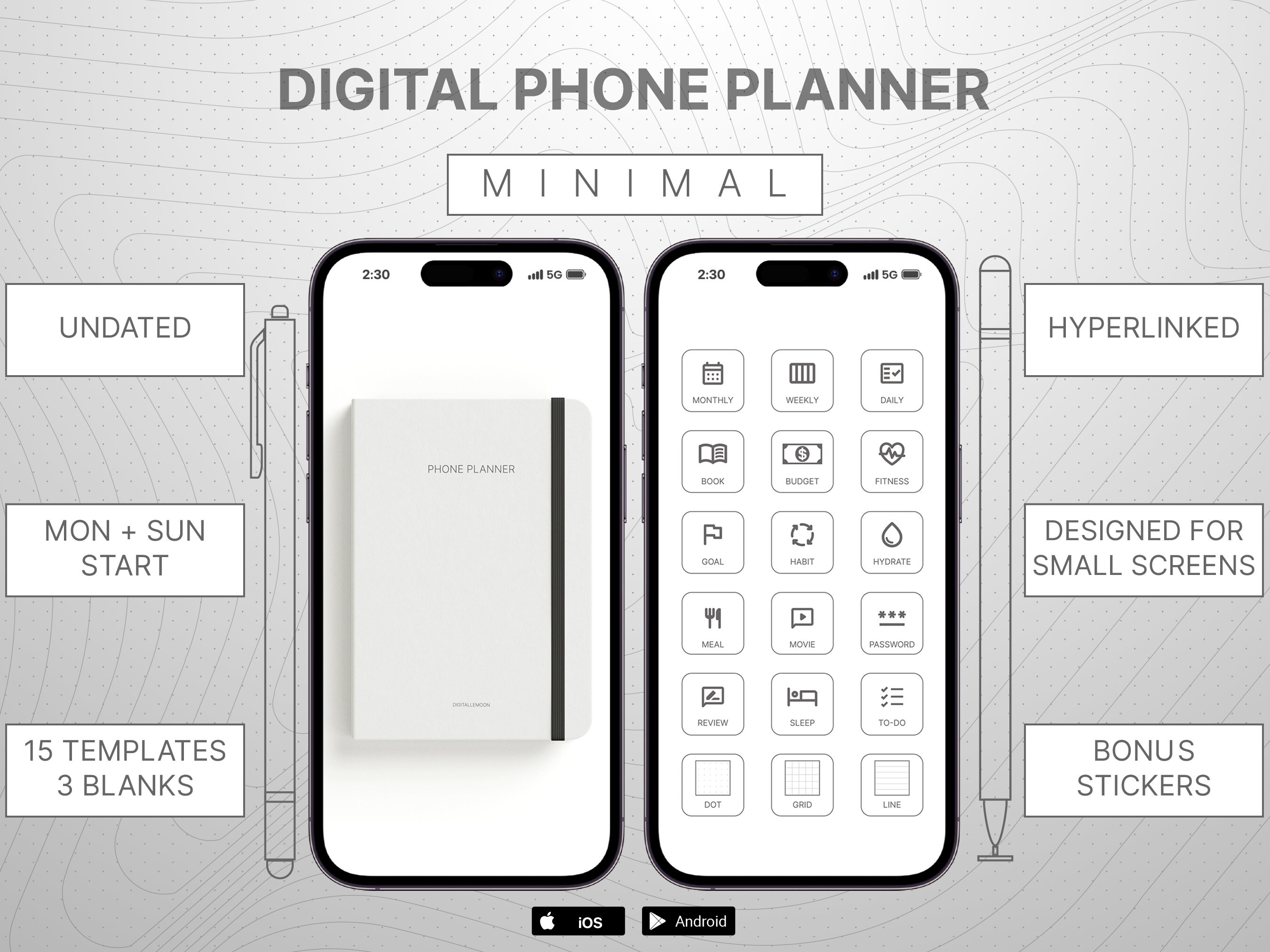 Digital Phone Planner, iPhone Digital Planner, Android Digital Phone ...