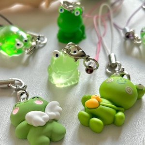 Froggie Frog Cute Toad Small Phone Charm | Keyring Trinket Gift Aninal Mascot Keychain AirPod ...