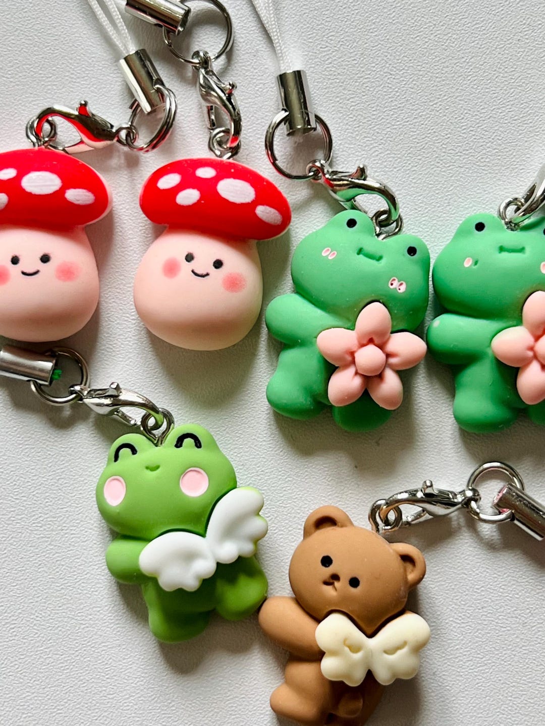 Froggie Cute Mushroom Small Phone Charm | Keyring Trinket Gift Aninal ...
