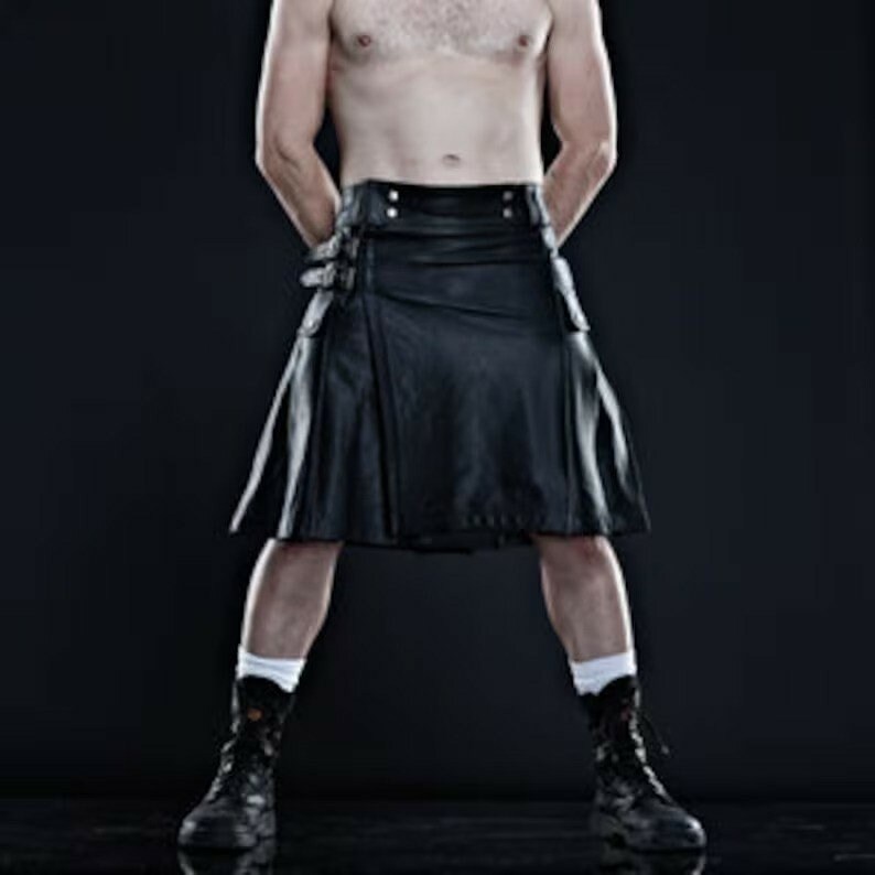 Genuine Leather Men Leather Kilt, Real Cowhide Leather Kilt, LGBTQ ...