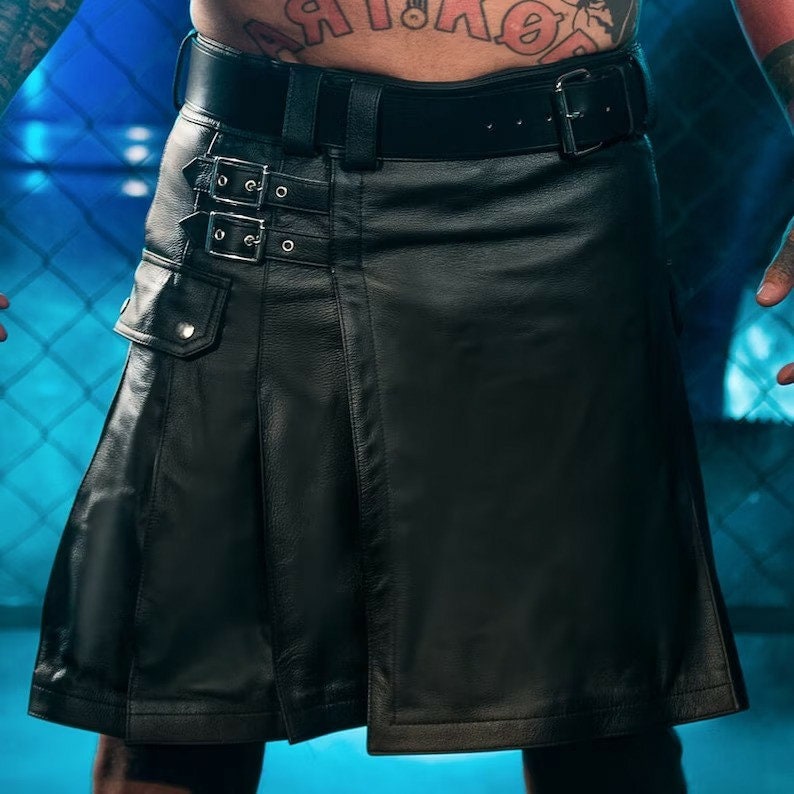 Genuine Leather Men Leather Kilt, Real Cowhide Leather Kilt, LGBTQ ...