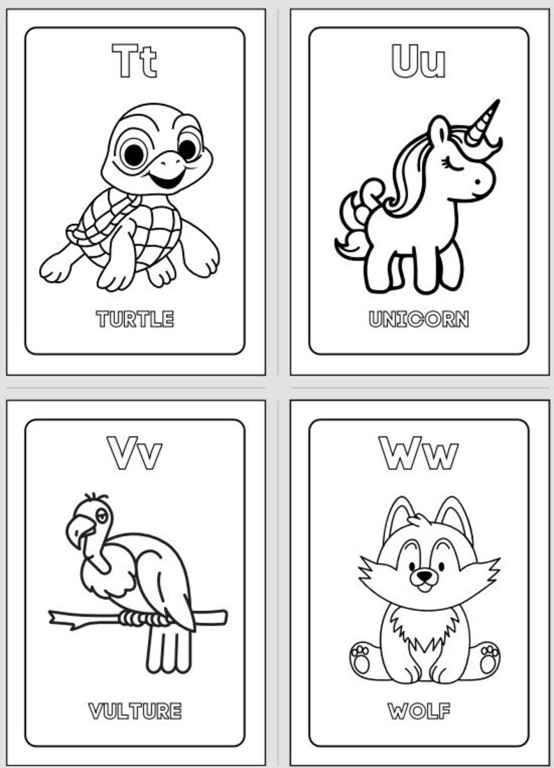 Alphabet Coloring Pages | Animal Letter Learning Cards | Printable Kids ...