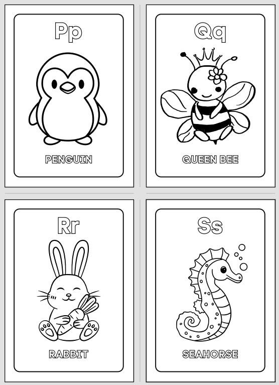 Alphabet Coloring Pages | Animal Letter Learning Cards | Printable Kids ...