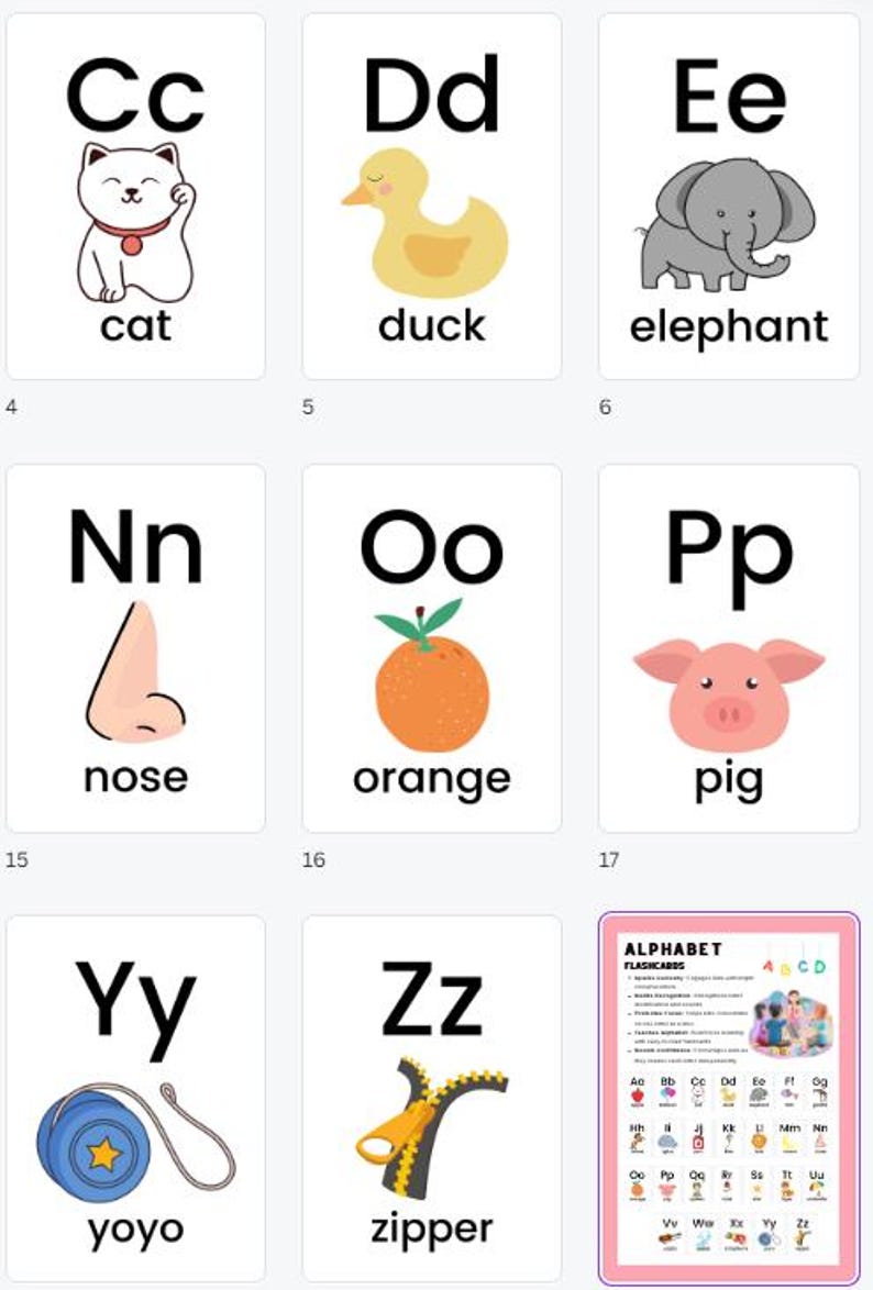 Animal Alphabet Flashcards & Coloring Pages: Kids Learning Printable ...