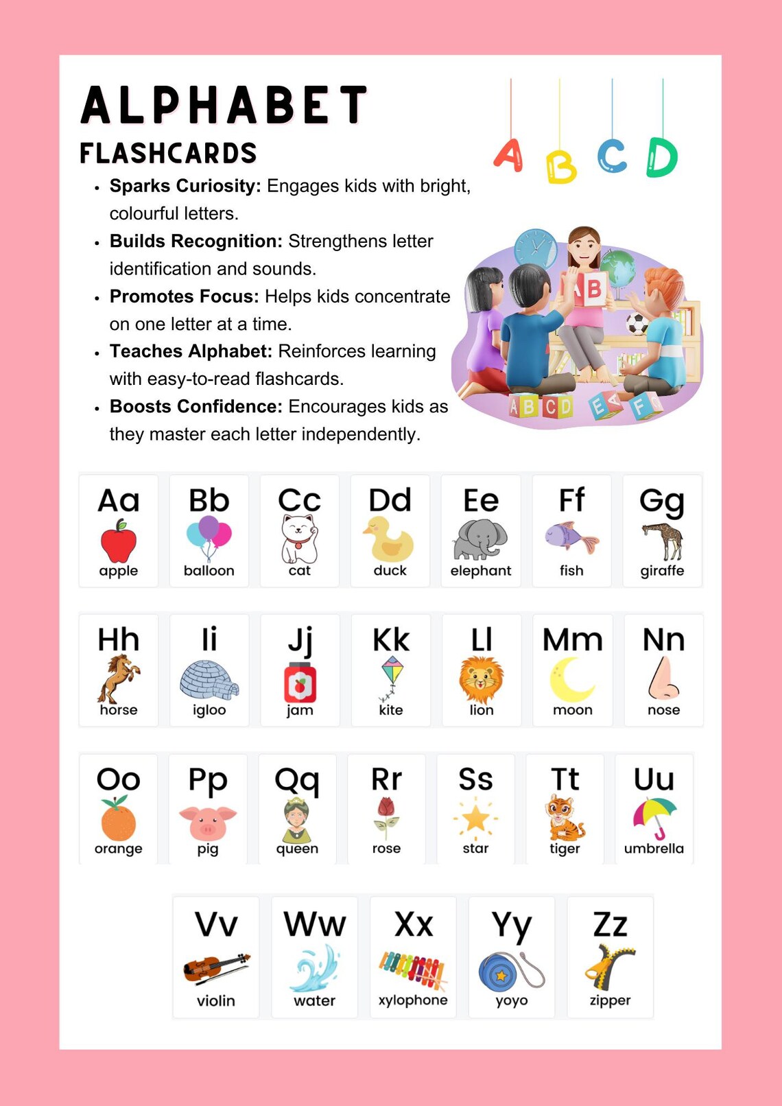 Animal Alphabet Flashcards & Coloring Pages: Kids Learning Printable ...