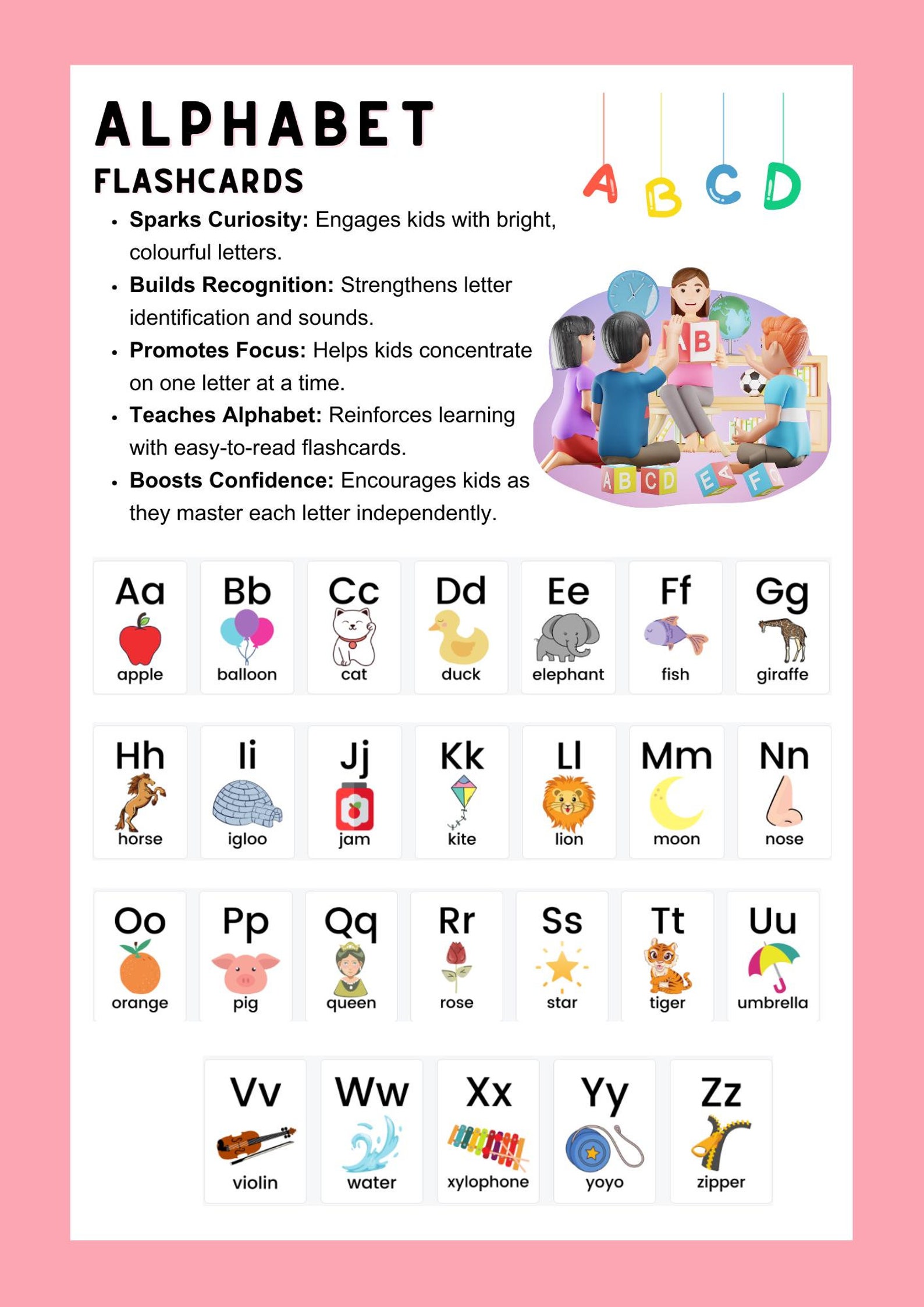 Animal Alphabet Flashcards & Coloring Pages: Kids Learning Printable ...