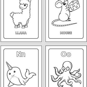 Alphabet Coloring Pages | Animal Letter Learning Cards | Printable Kids ...