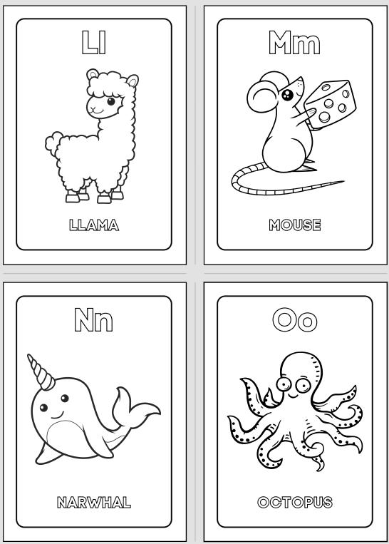 Alphabet Coloring Pages | Animal Letter Learning Cards | Printable Kids ...