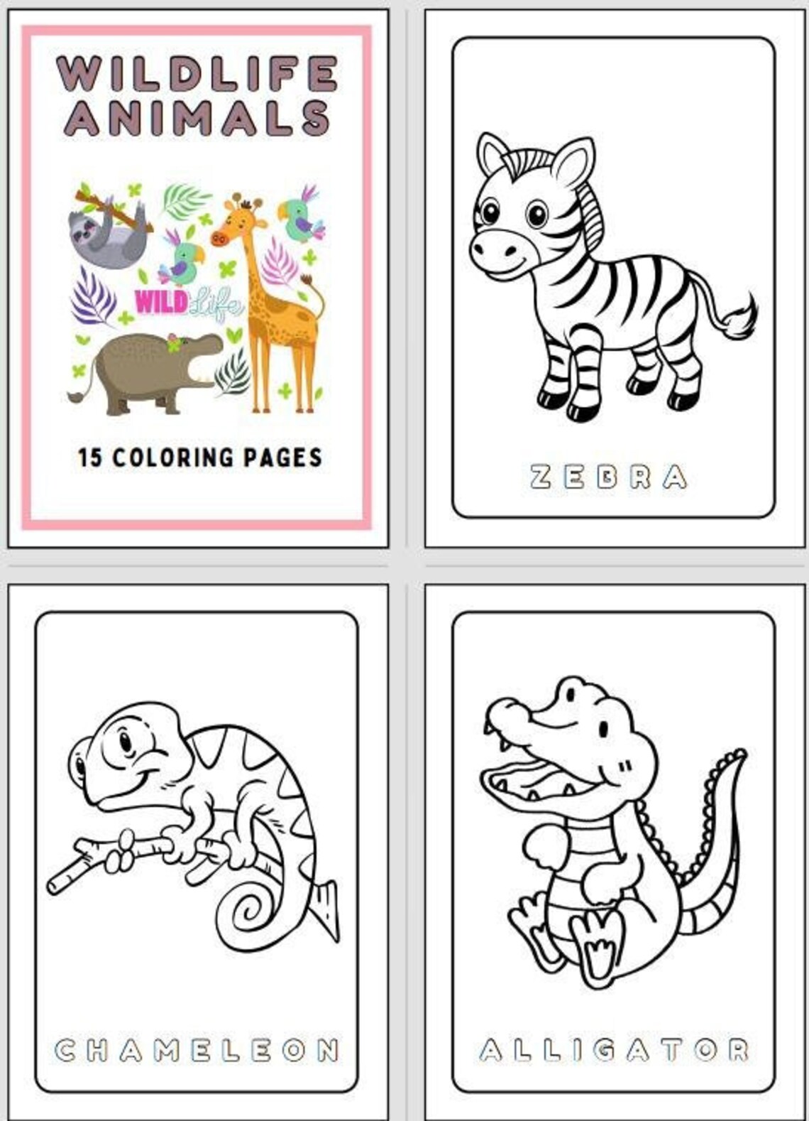 Wildlife Animals Coloring Pages Kids Activity Learn Letters Animals ...