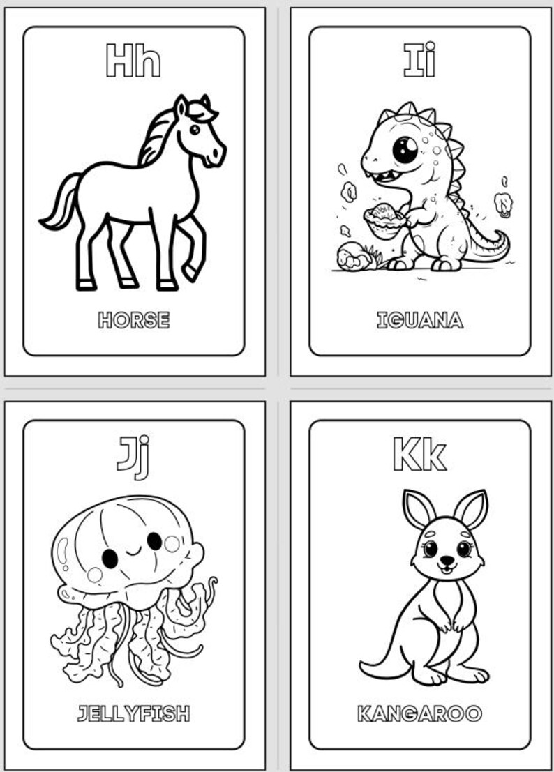 Alphabet Coloring Pages | Animal Letter Learning Cards | Printable Kids ...