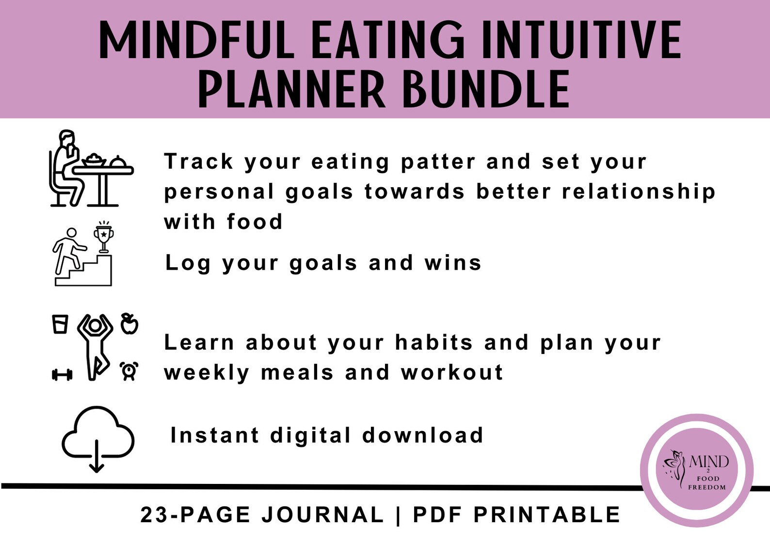Mindful Eating Planner Bundle | Emotional Eating Journal & Food Freedom ...