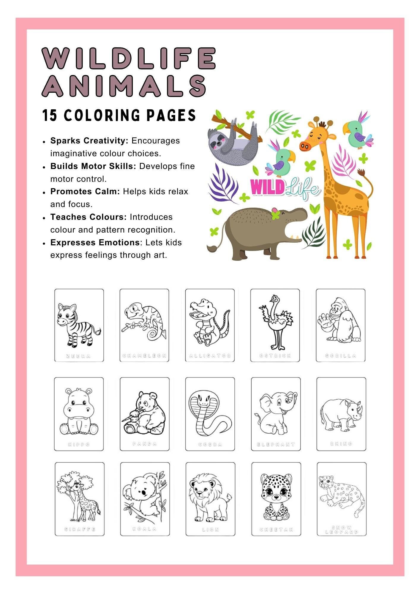 Wildlife Animals Coloring Pages Kids Activity Learn Letters Animals ...