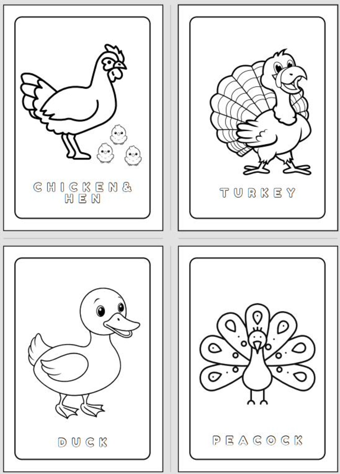 Farm Animal Coloring Pages: Kids Printable Activity (PDF Download A4 ...