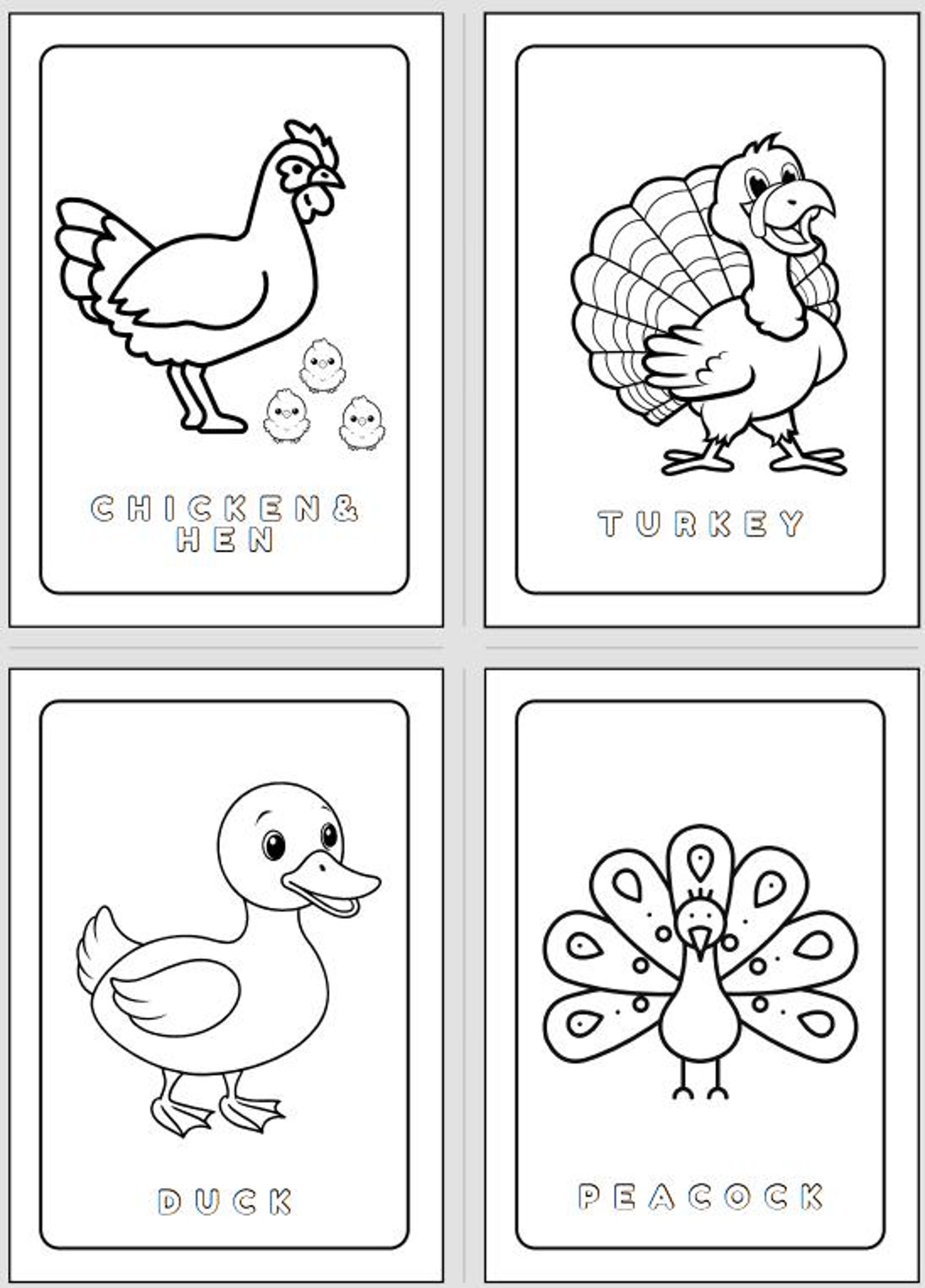 Farm Animal Coloring Pages: Kids Printable Activity (PDF Download A4 ...