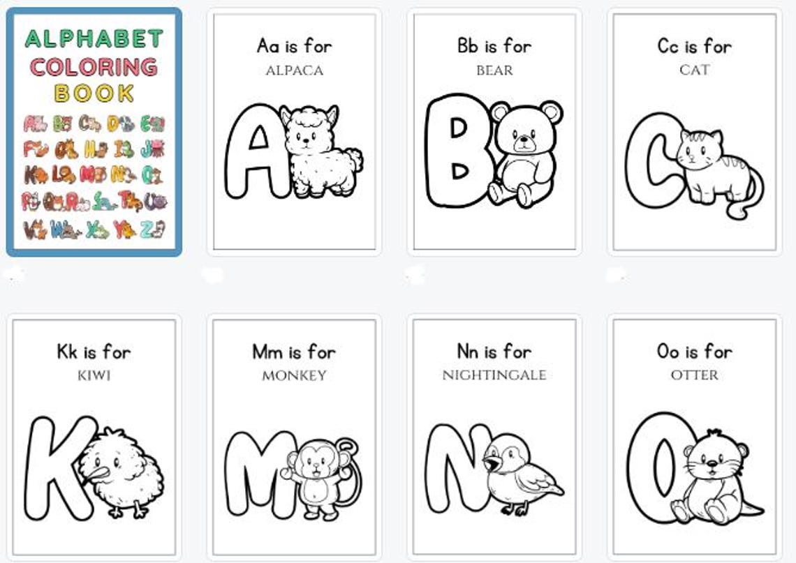 Alphabet Coloring Pages alphabet Flashcard Kids Activity Learn Letters ...