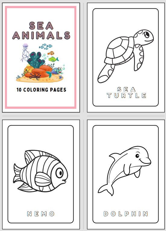 Sea Animals Coloring Pages | Kids Printable Activity | Ocean Animals ...