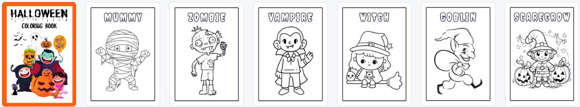 12 Halloween Coloring Pages for Kids, Printable Coloring Pages ...