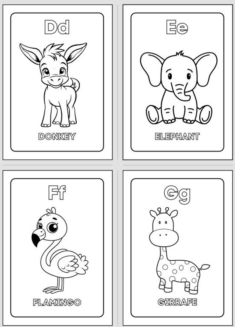 Alphabet Coloring Pages | Animal Letter Learning Cards | Printable Kids ...