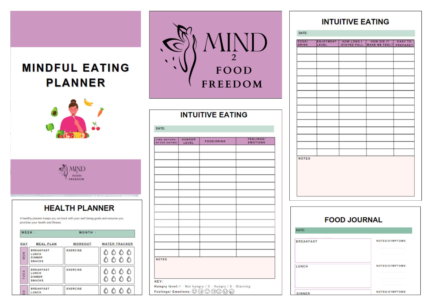 Mindful Eating Planner Bundle | Emotional Eating Journal & Food Freedom ...
