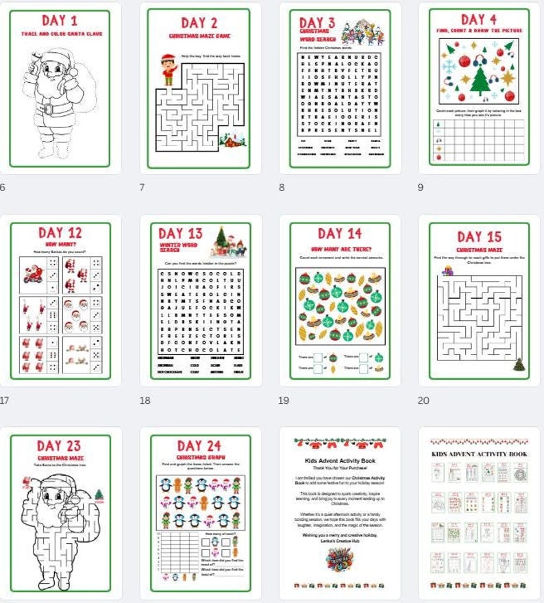 Advent Activity Book -christmas for Kids -advent Calendar -printable ...